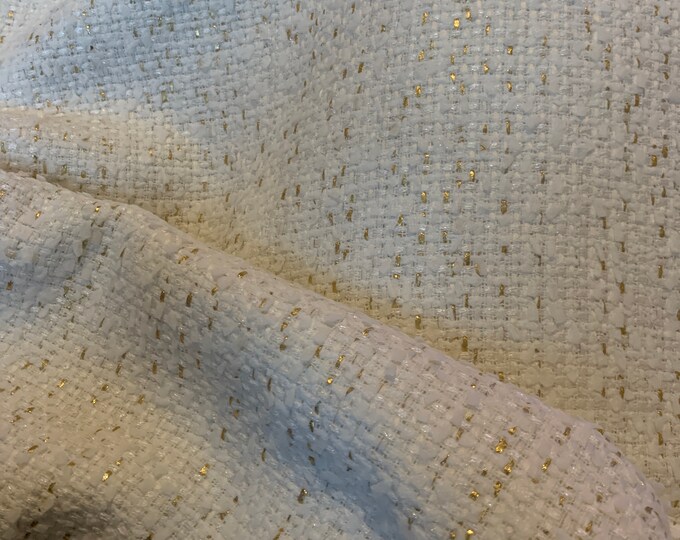 Textured Tweed Fabric - White and Gold - Etsy