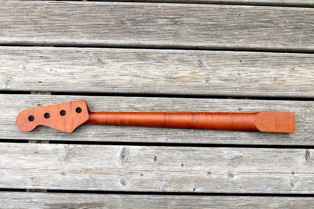 Jazz Bass Neck, Flamed Roasted Maple, 20 Frets, Leveled and Polished, 9 ...
