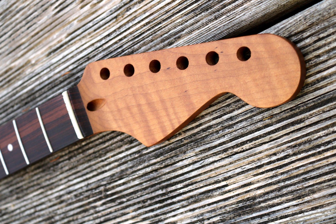 Mustang Neck (24"), Flamed, Roasted Maple, 22 Frets, Leveled and ...