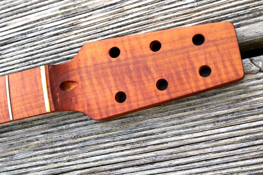 Telecaster Snakehead Neck, Flamed Roasted Maple, 22 Frets, Leveled and ...