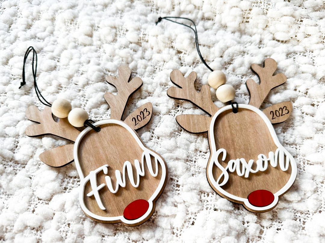 Reindeer Christmas Ornaments 2023 Personalised Name or Family Name ...