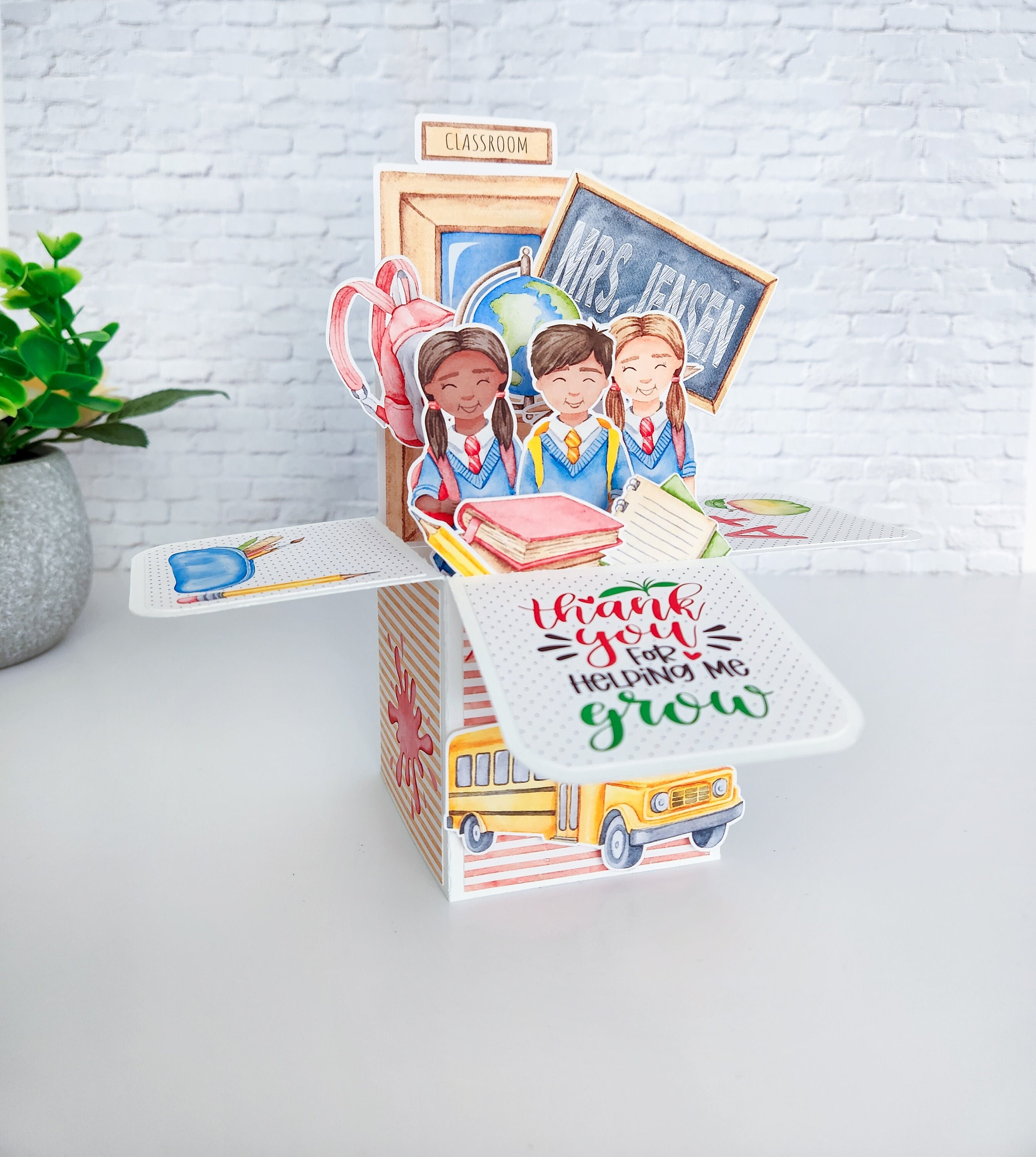 Teacher Thank You Pop up Box Card - Etsy