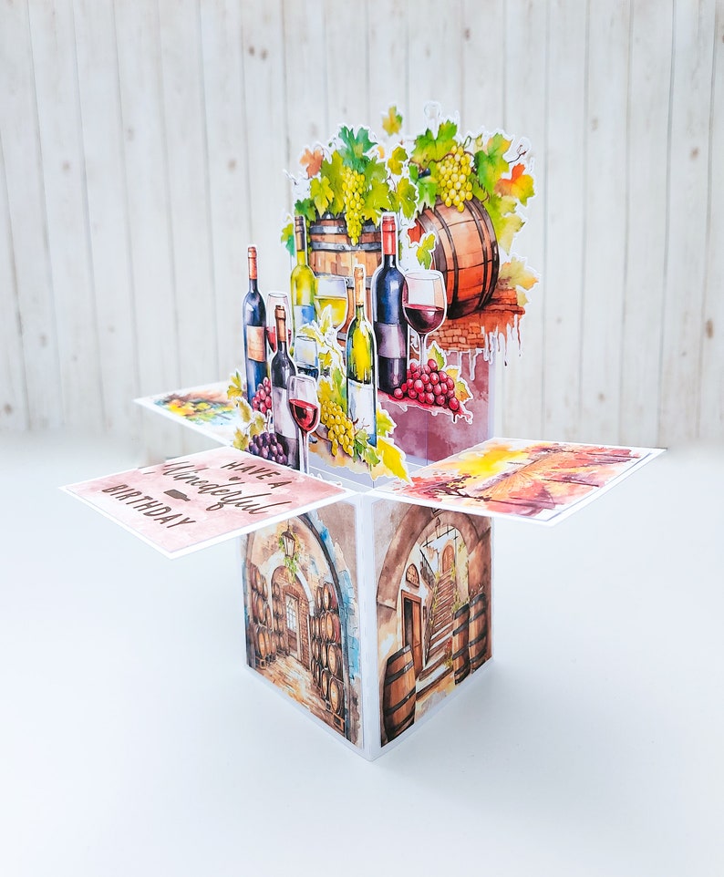 Wine Themed Box Card, Birthday Retirement Any Occasion Card - Etsy