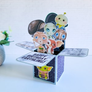 Alien Themed Birthday Card, Retro Birthday Card, Pop up Box Birthday ...