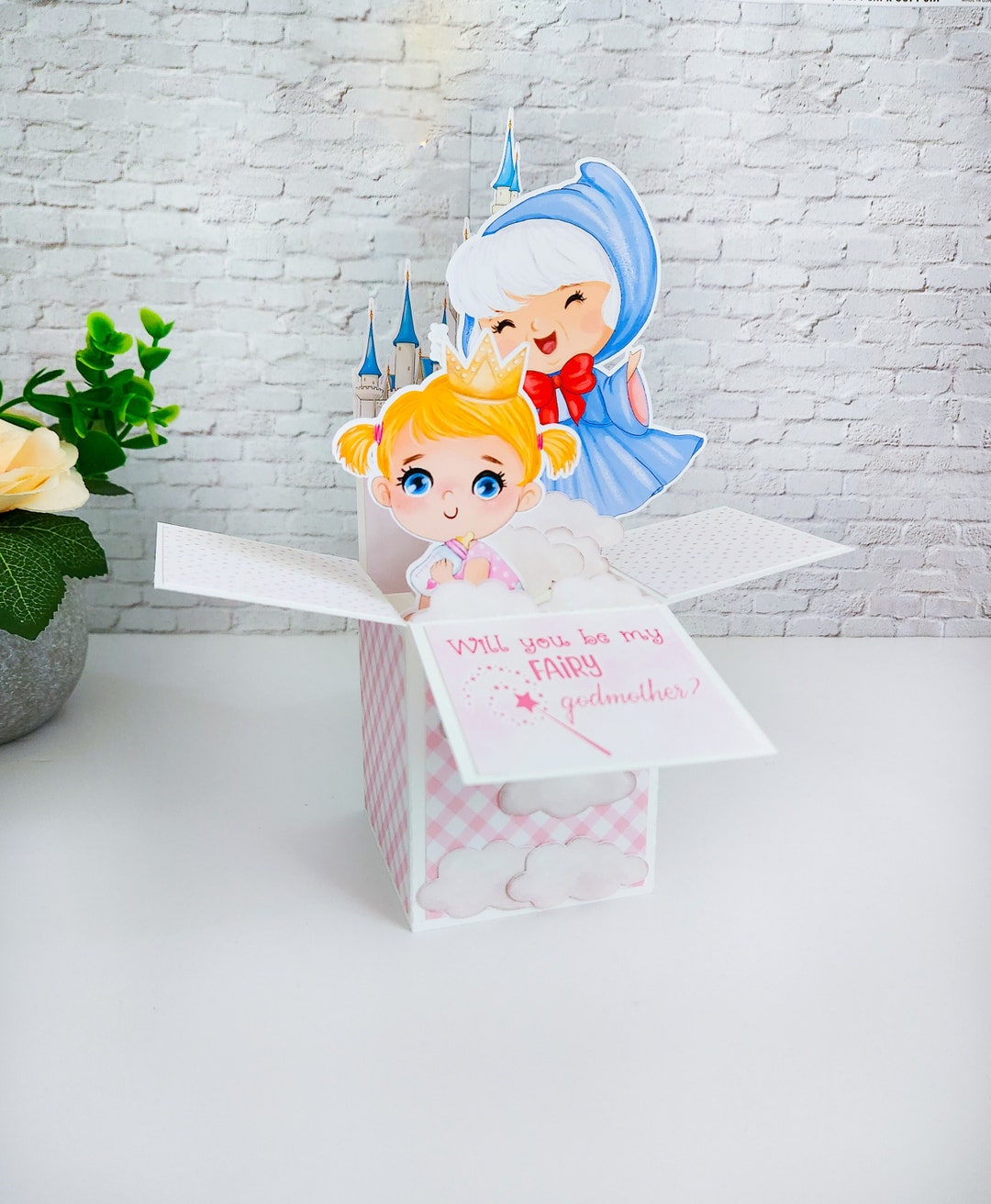 Girl Fairy Godmother Proposal Box Card, Godmother Proposal - Etsy