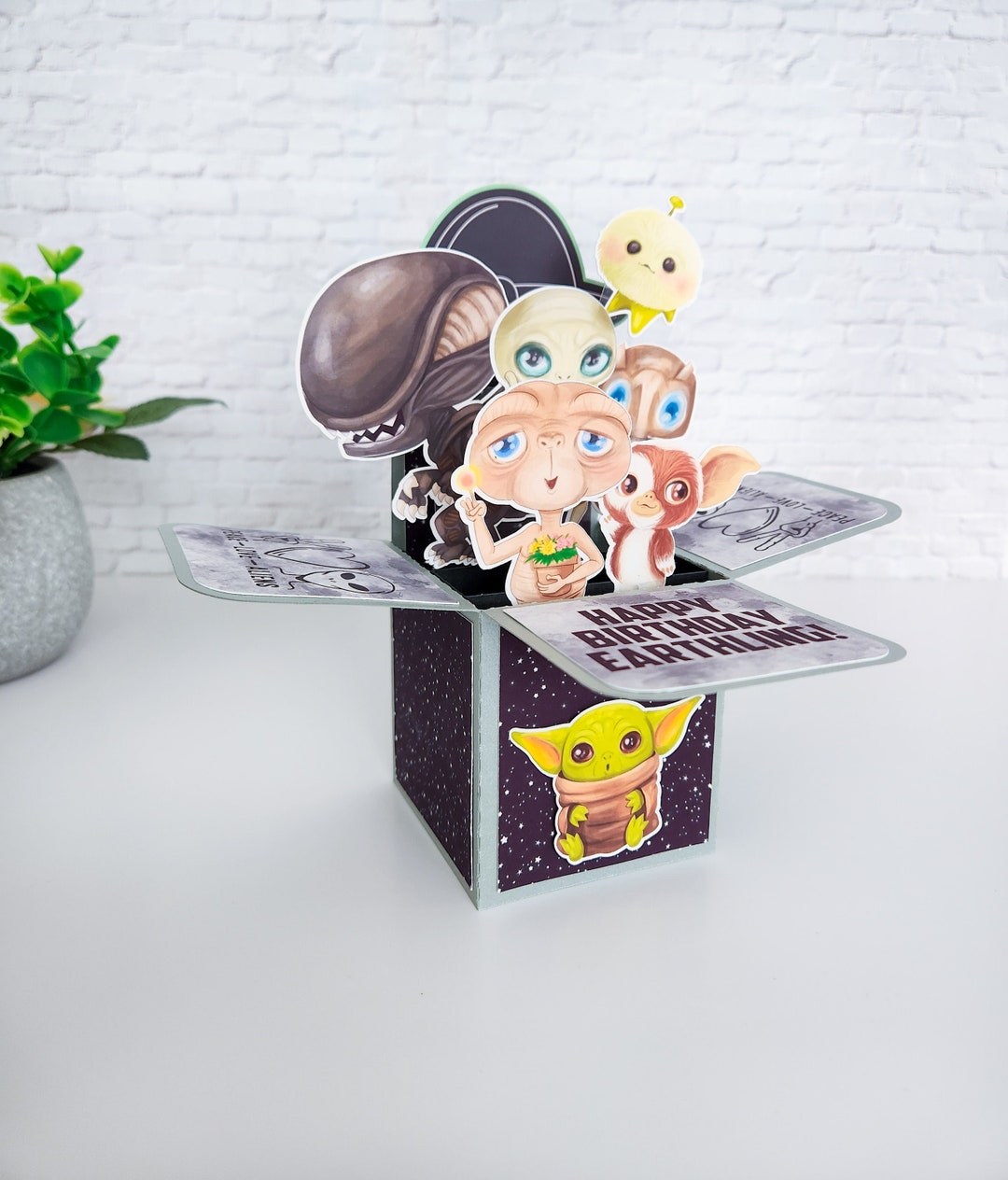 Alien Themed Birthday Card, Retro Birthday Card, Pop up Box Birthday ...