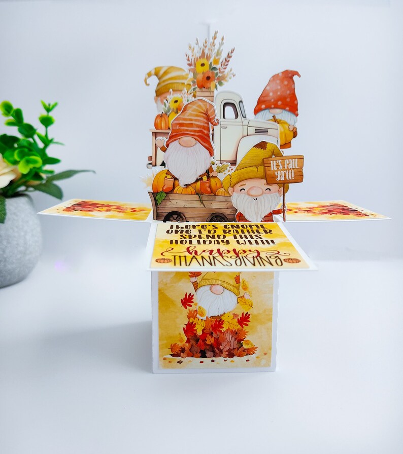 Thanksgiving Gnome Box Card, Thanksgiving Gift - Etsy