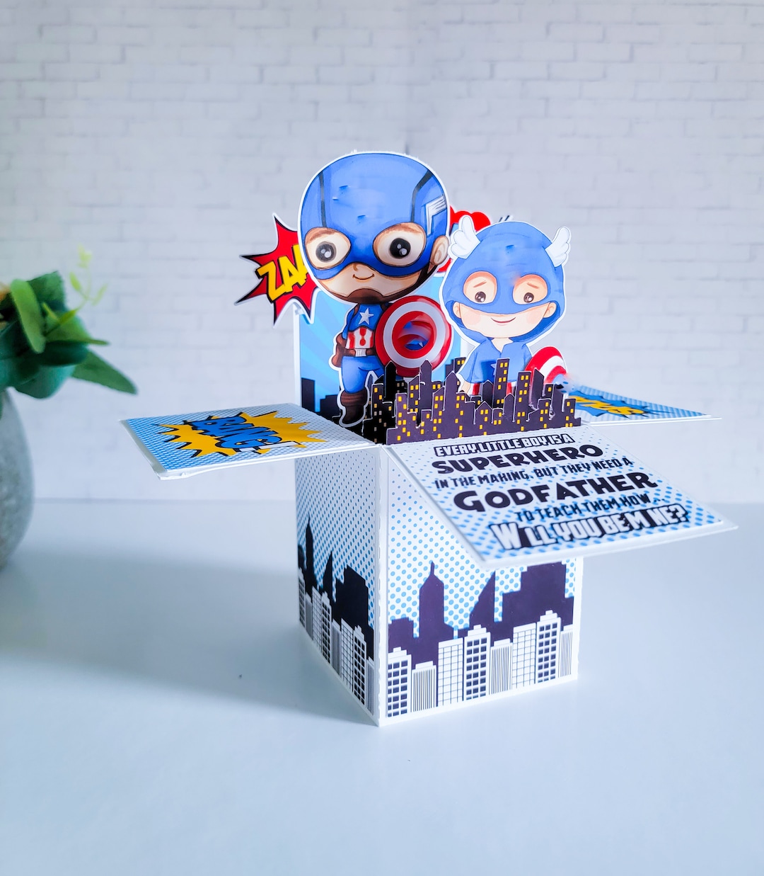 Superhero Boy Godparent Proposal Box Card, Godfather and Godmother ...