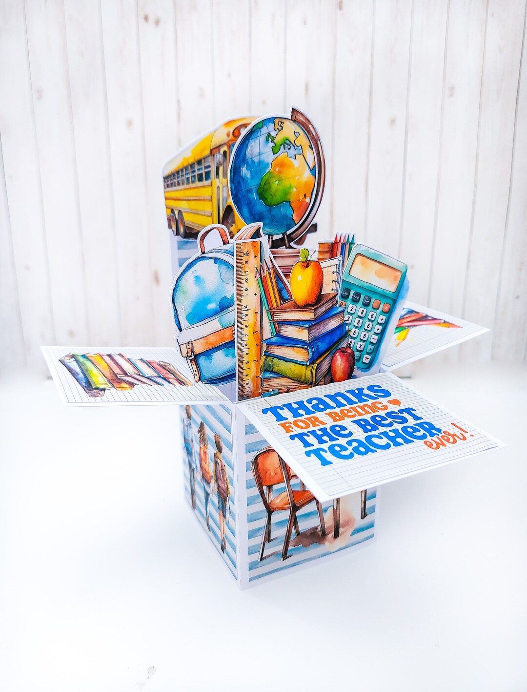 Teacher Appreciation Card, Teacher Gift Box Card - Etsy