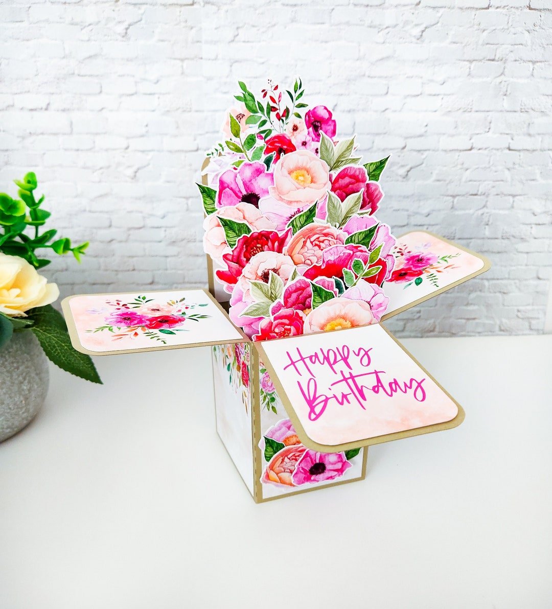 Pretty Peonies Floral Box Card, Any Occasion Card - Etsy