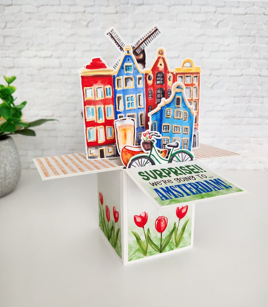 Amsterdam Vacation Surprise Box Card: Pop up Travel Reveal - Etsy