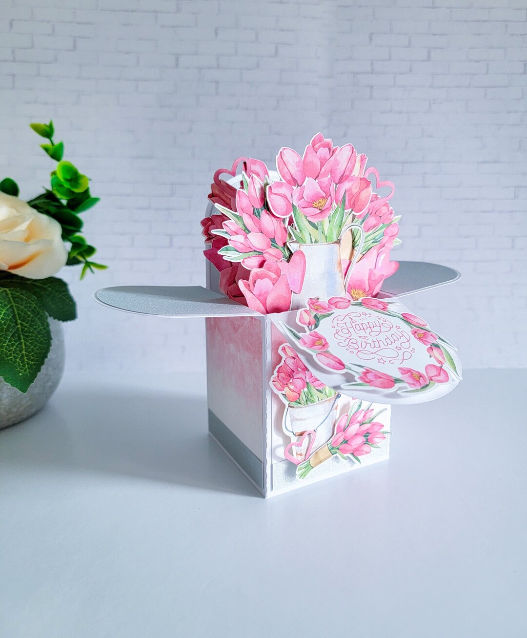 Tulips Box Card, Birthday Mothers Day Any Occasion Card - Etsy