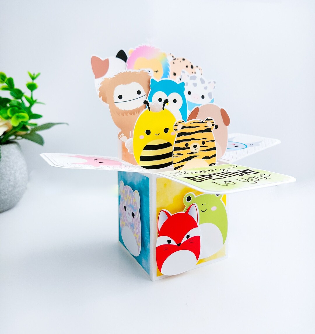 Squishy Colourful Birthday Card, Pop up Box Card - Etsy