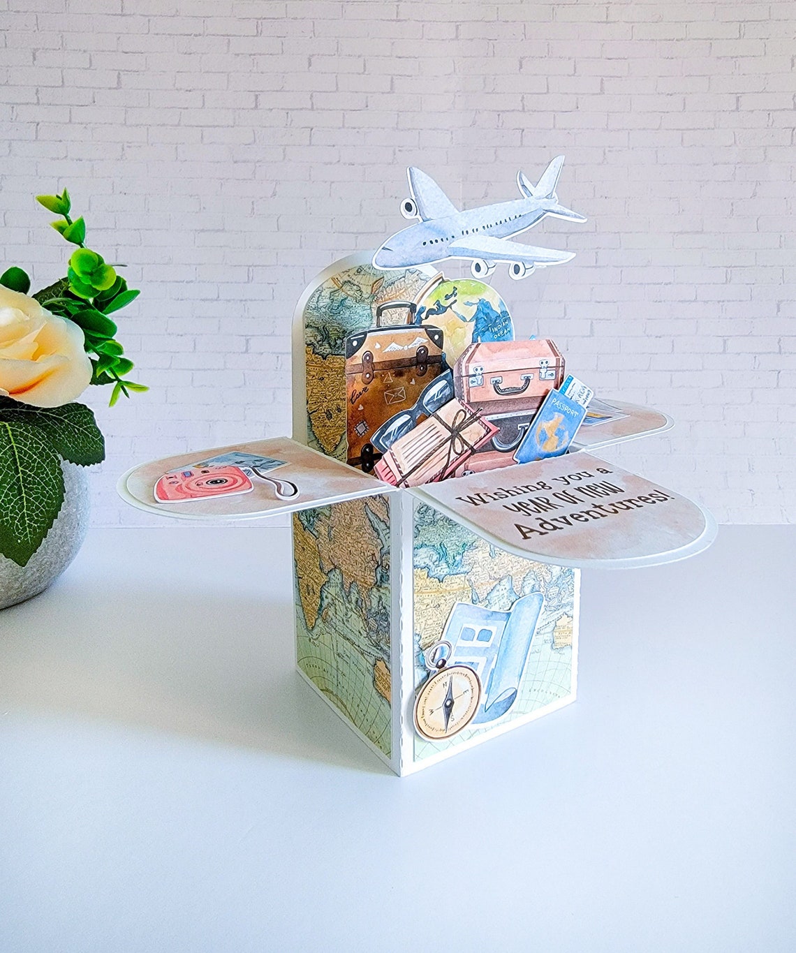 Travel Themed Box Card, Birthday Anniversary Surprise Card - Etsy