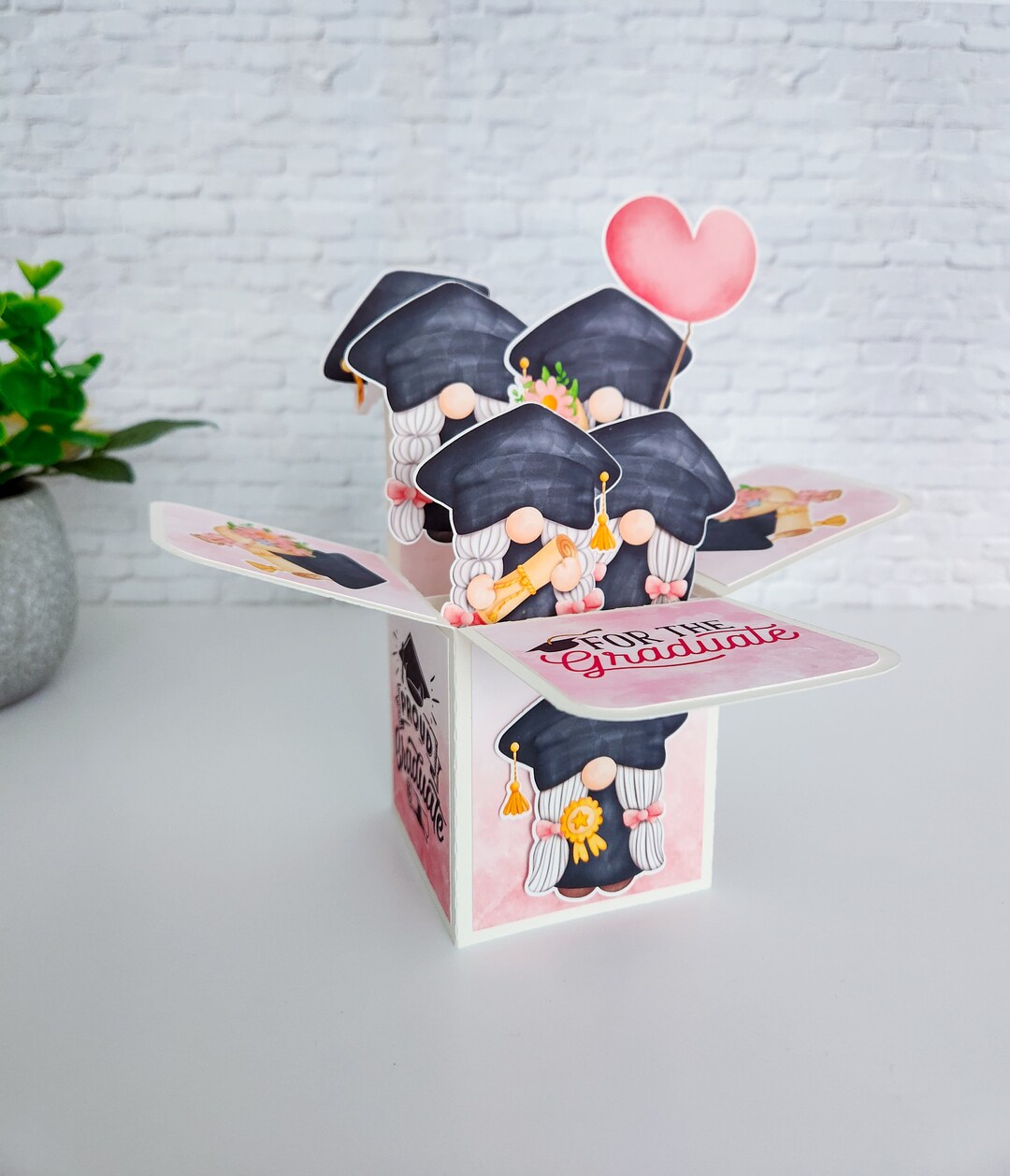 Gnome Graduation Box Card, Pink Card for Graduate, Congratulations Card ...