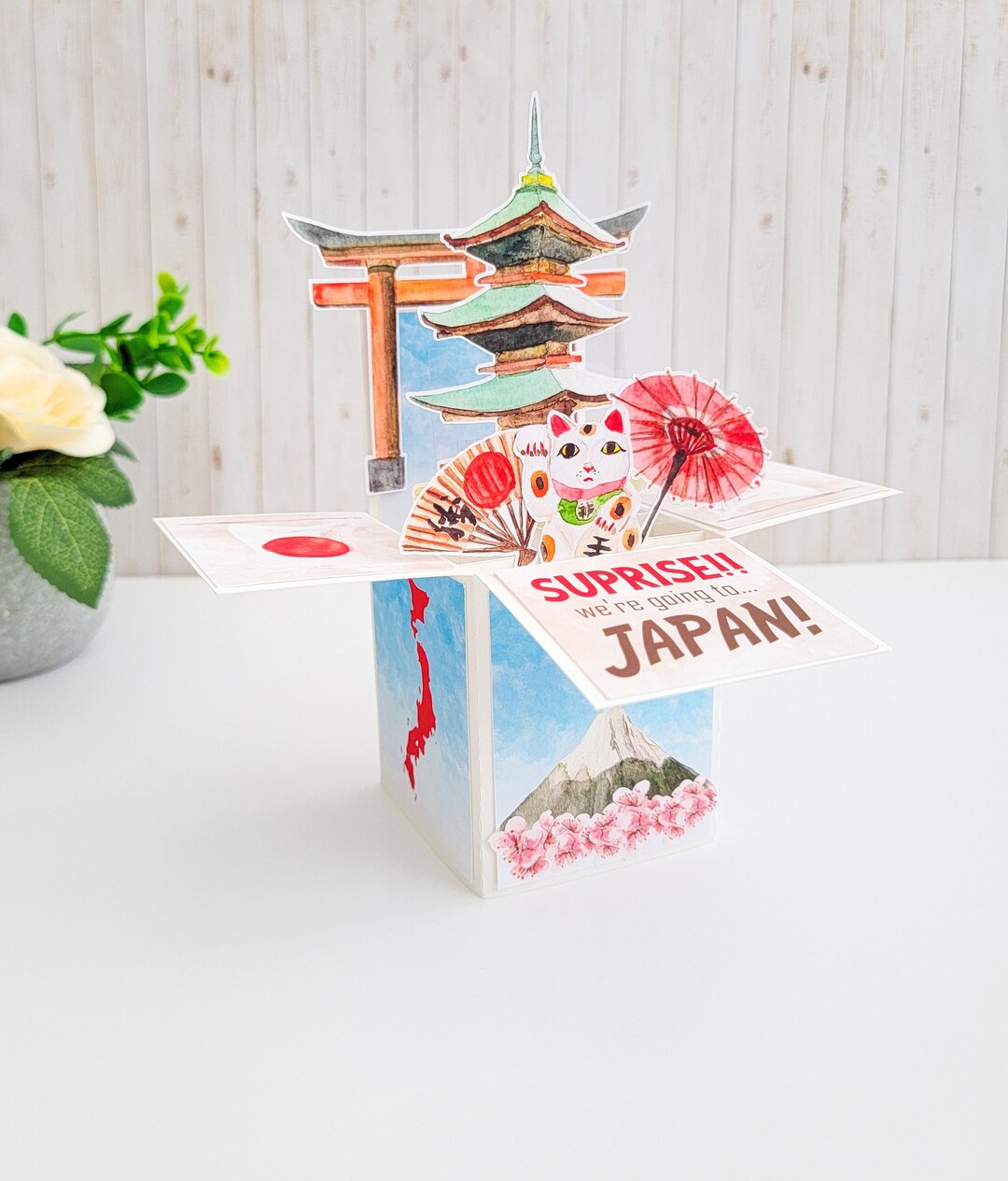 Vacation Surprise Japan Box Card, Surprise We're Going on Vacation Card ...