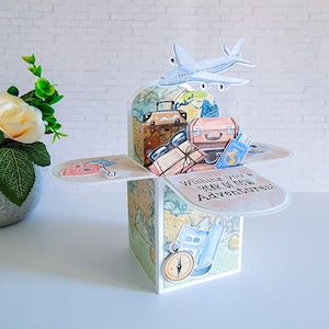 Travel Themed Box Card, Birthday Anniversary Surprise Card - Etsy