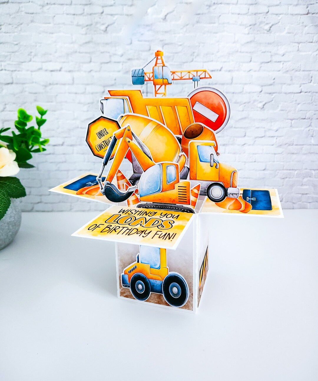 Construction Birthday Pop-up Box Card for Kids - Etsy
