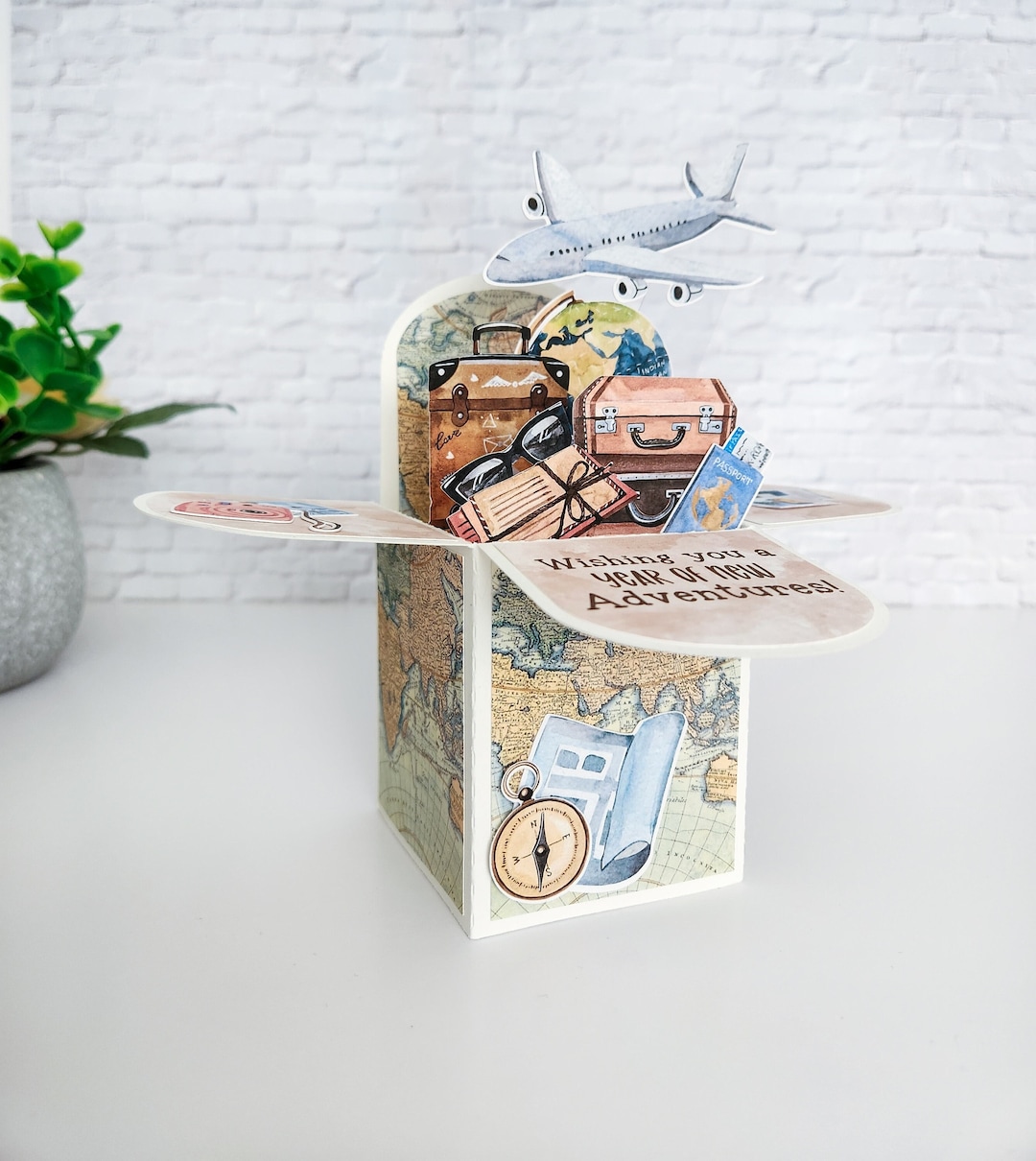 Travel Themed Box Card, Birthday Anniversary Surprise Card - Etsy