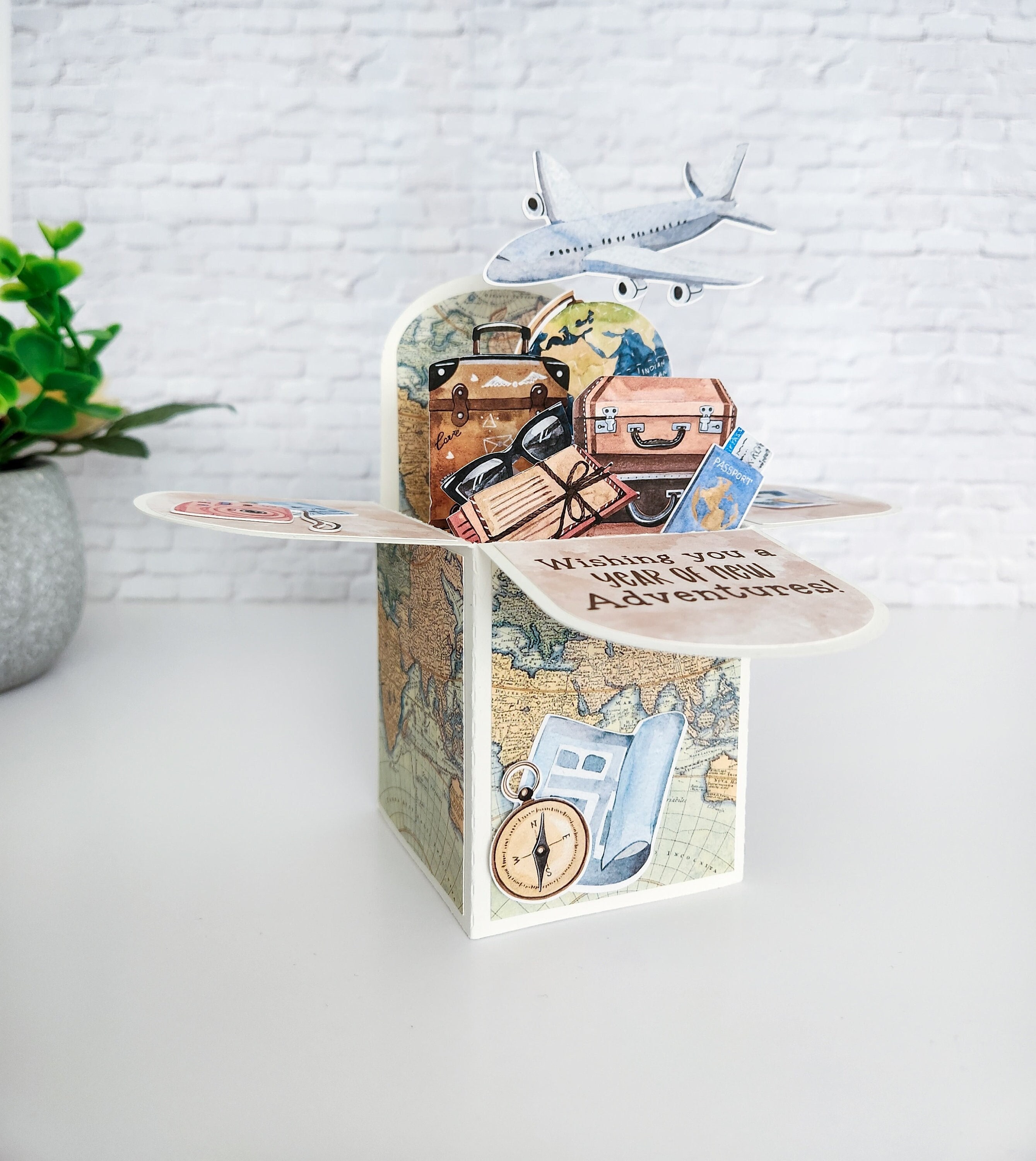 Travel Themed Box Card, Birthday Anniversary Surprise Card - Etsy
