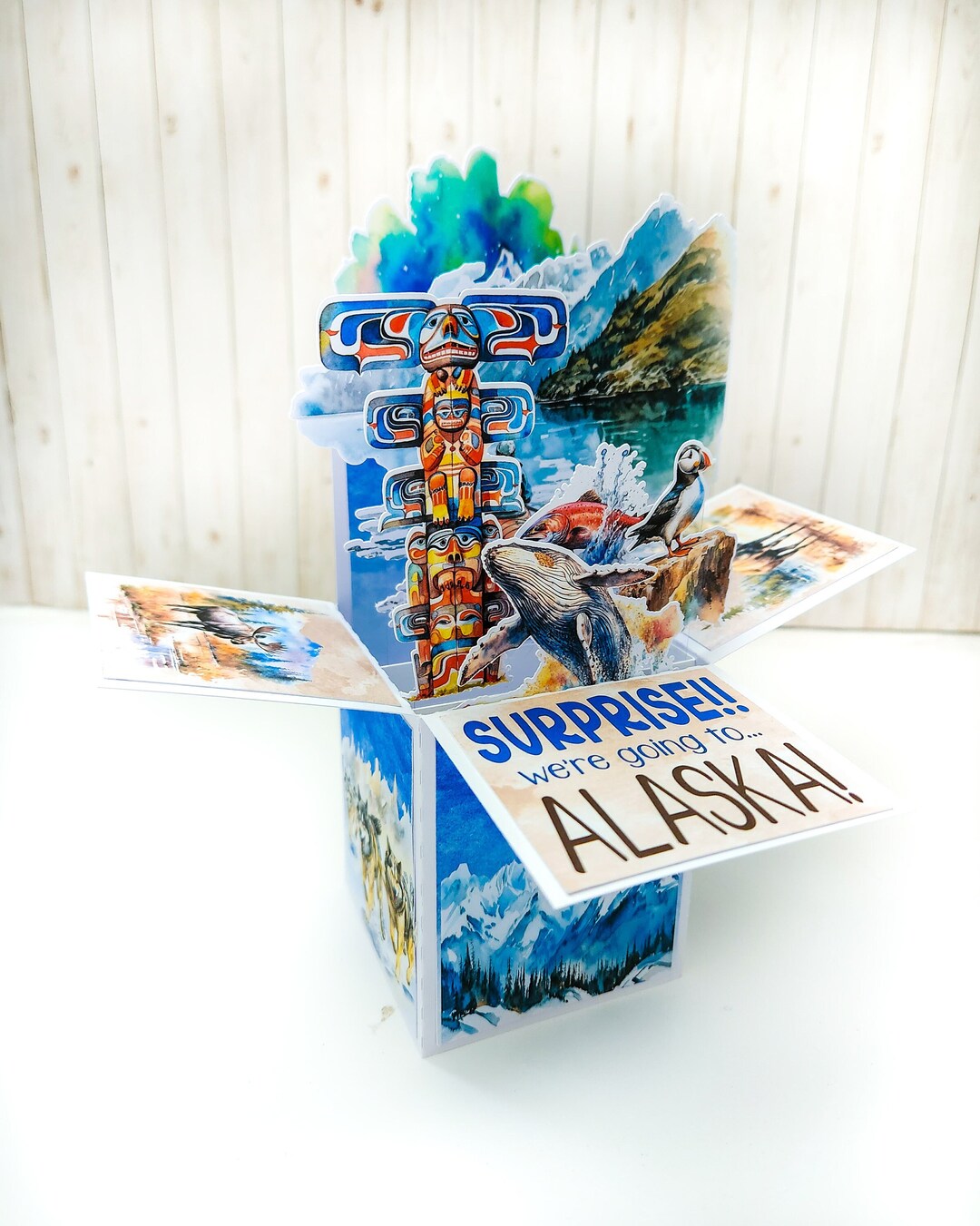 Alaska Vacation Pop up Box Card: Surprise Trip Reveal - Etsy