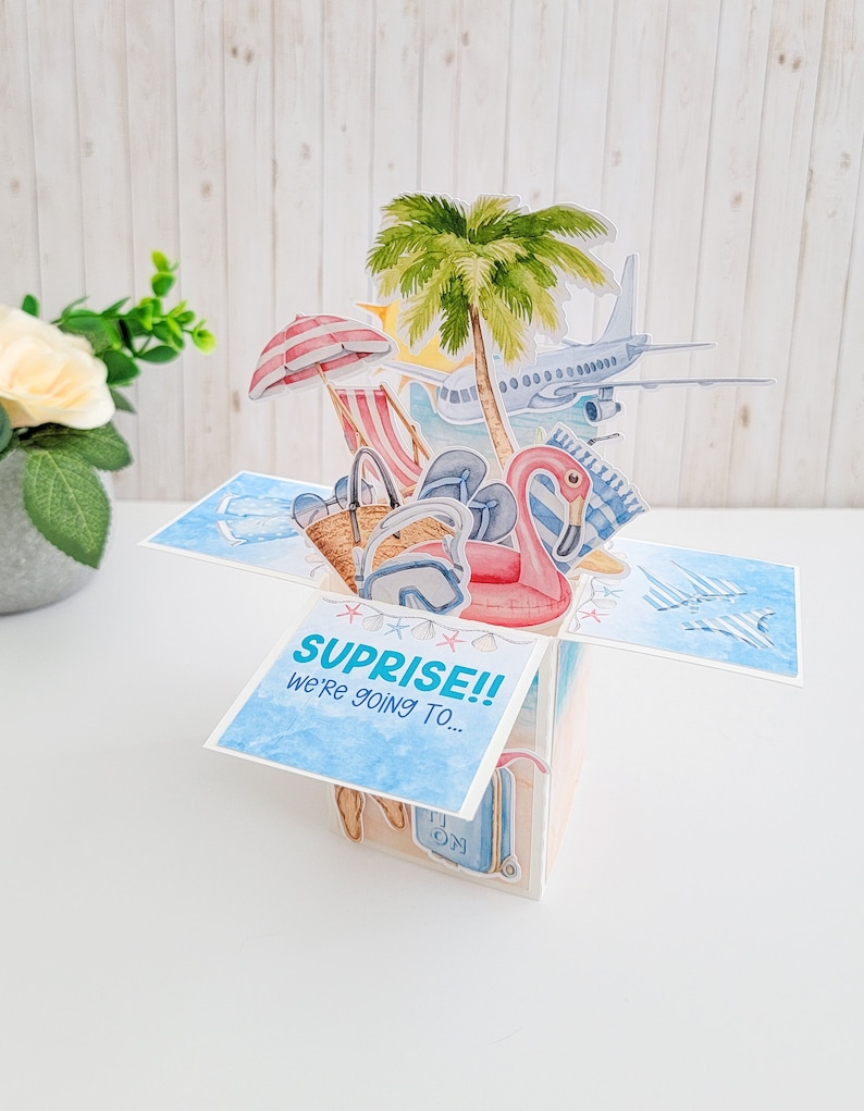 Vacation Surprise Pop-up Box Card: Beach Trip Reveal - Etsy