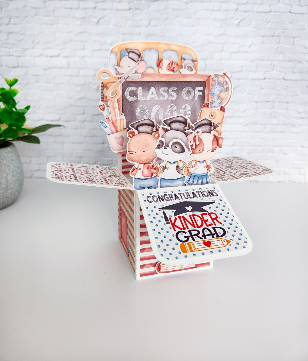 Kindergarten Graduation Box Card, Card for Kinder Grad - Etsy