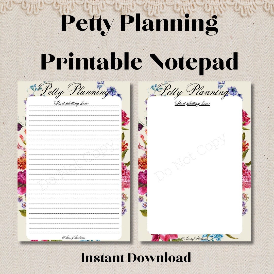 Petty Planning Printable Notepad - Instant Download- Printable Digital ...