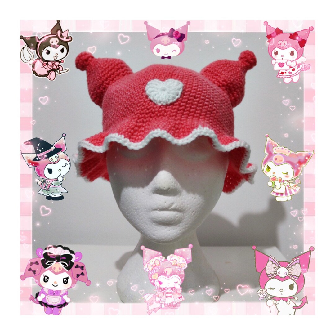 Kuromi Heart Crochet Hat - Etsy