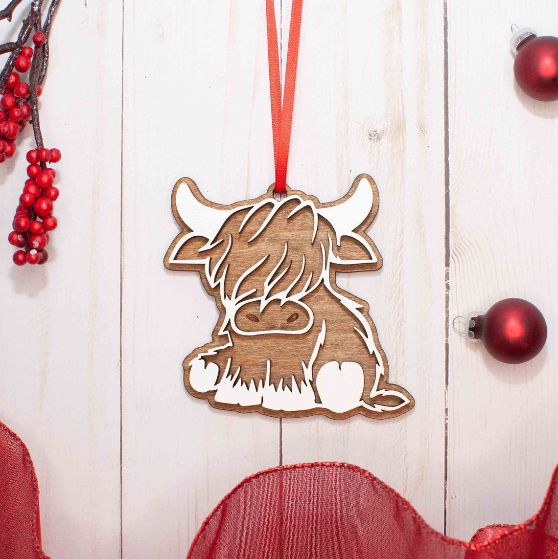 Highland Cow Christmas Ornament - Etsy