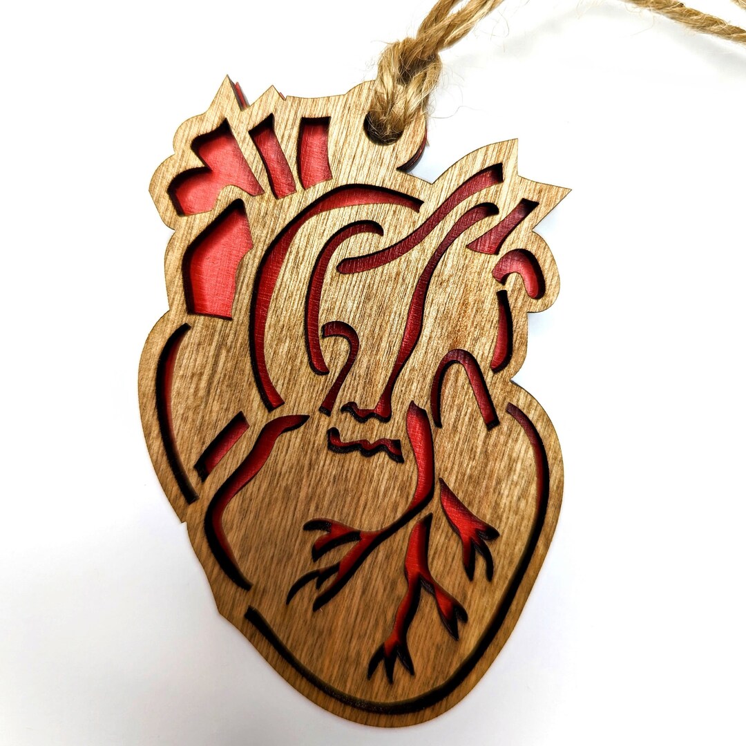 Human Heart Christmas Ornament- Personalized Custom Wood Ornament Gift ...