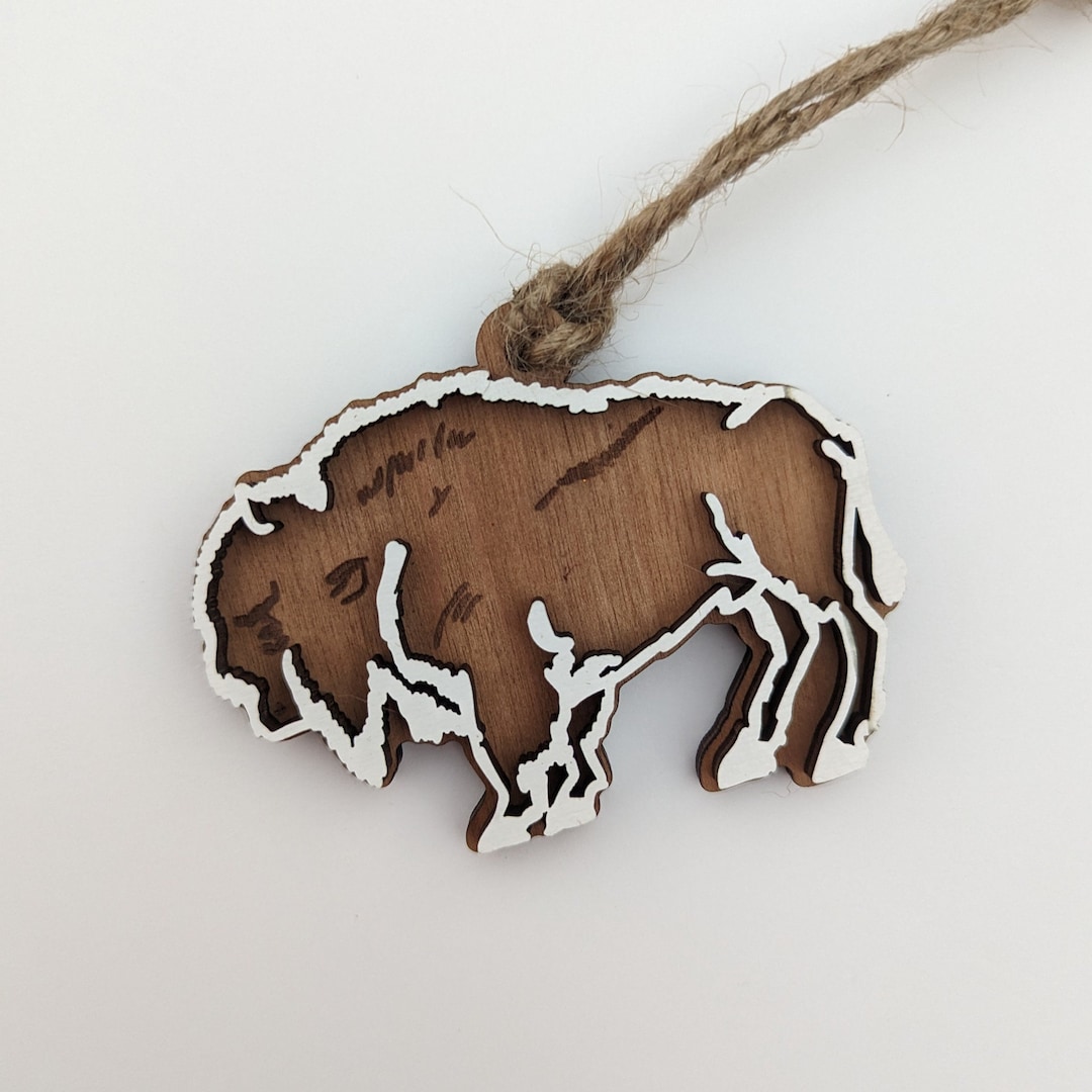 Buffalo Christmas Ornament, Bison Ornaments- Personalized Custom Wood ...