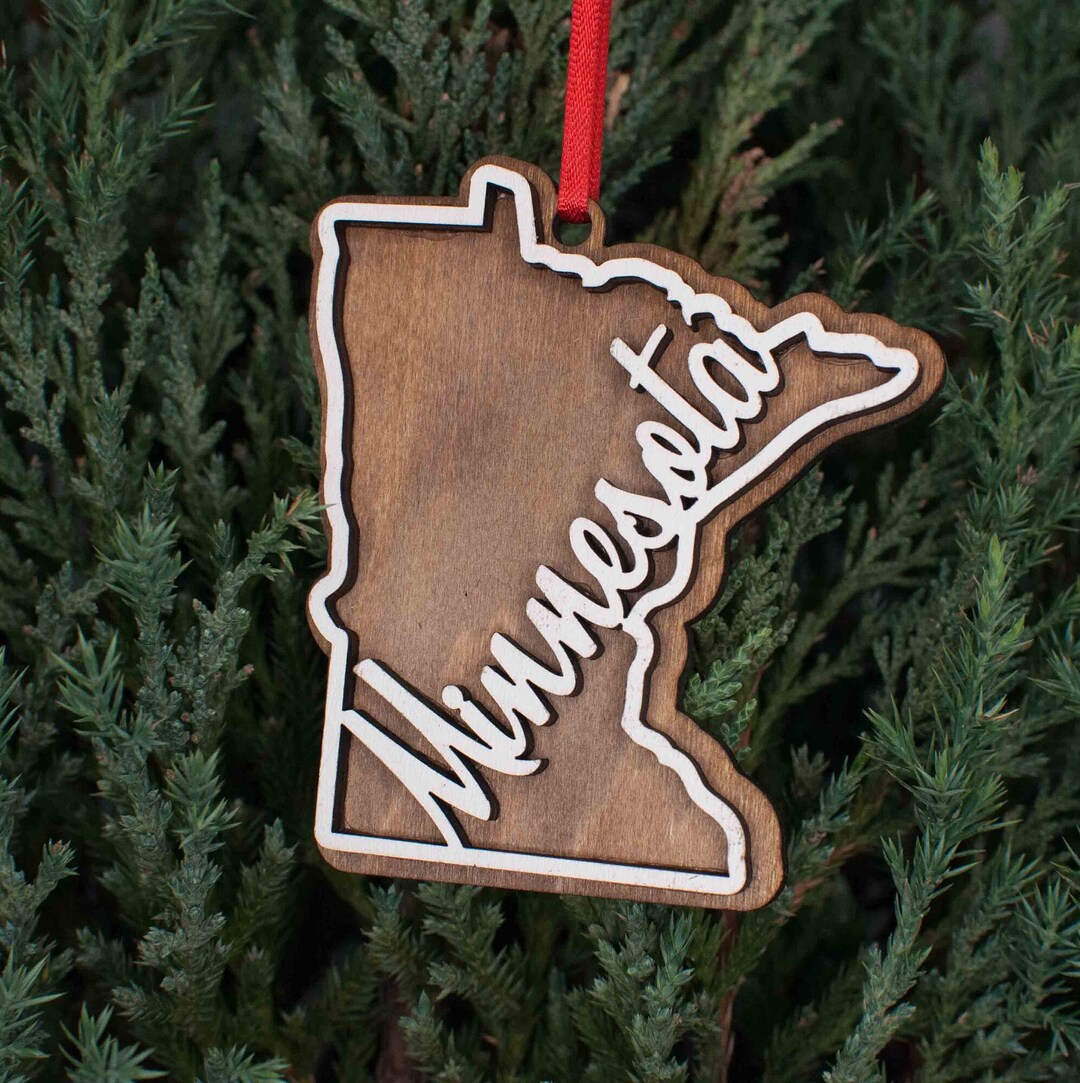 Minnesota Christmas Ornament- Personalized Custom Wood Ornament Gift - Etsy