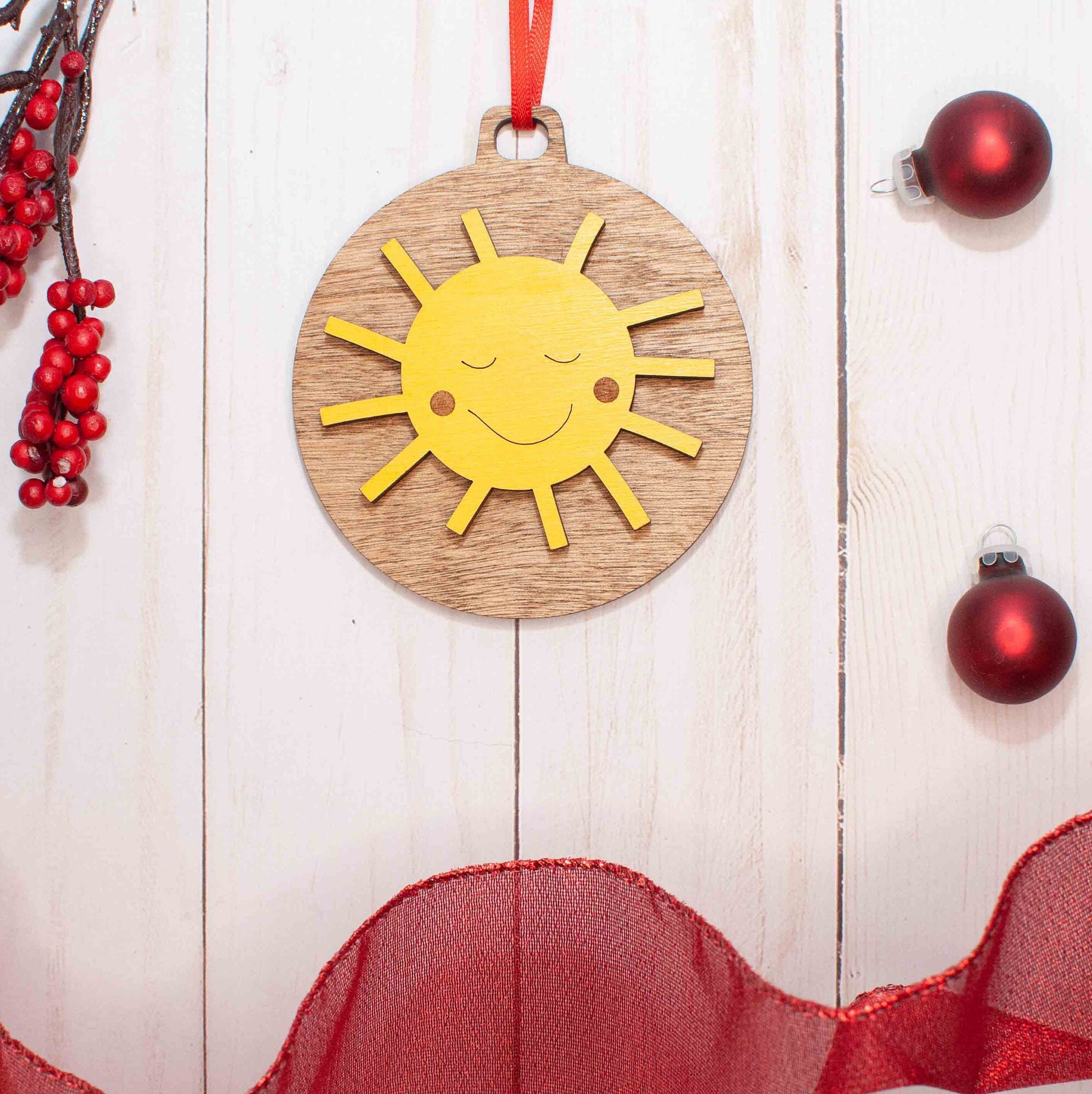 Happy Sun Christmas Ornament, Smiling Sunshine Ornaments to Brighten up ...