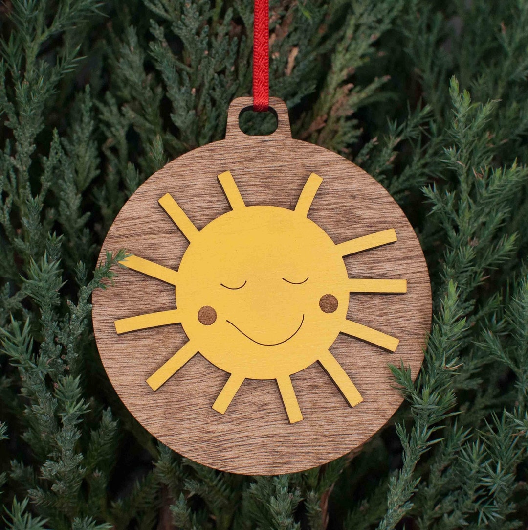 Happy Sun Christmas Ornament, Smiling Sunshine Ornaments to Brighten up ...