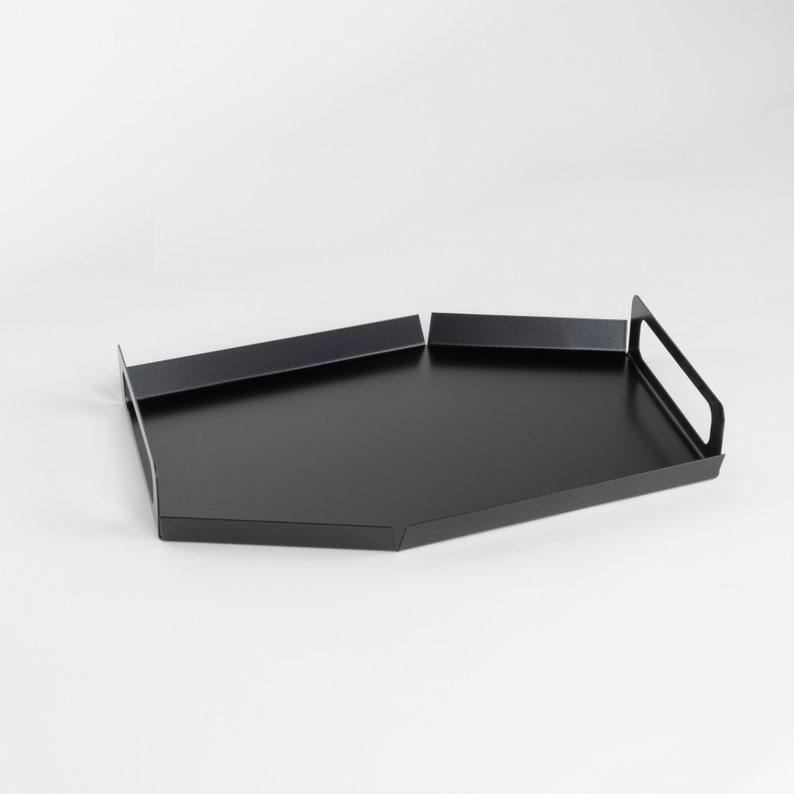 Sleek Contemporary Metal Serving Tray With Handles, Modern Serving Tray ...