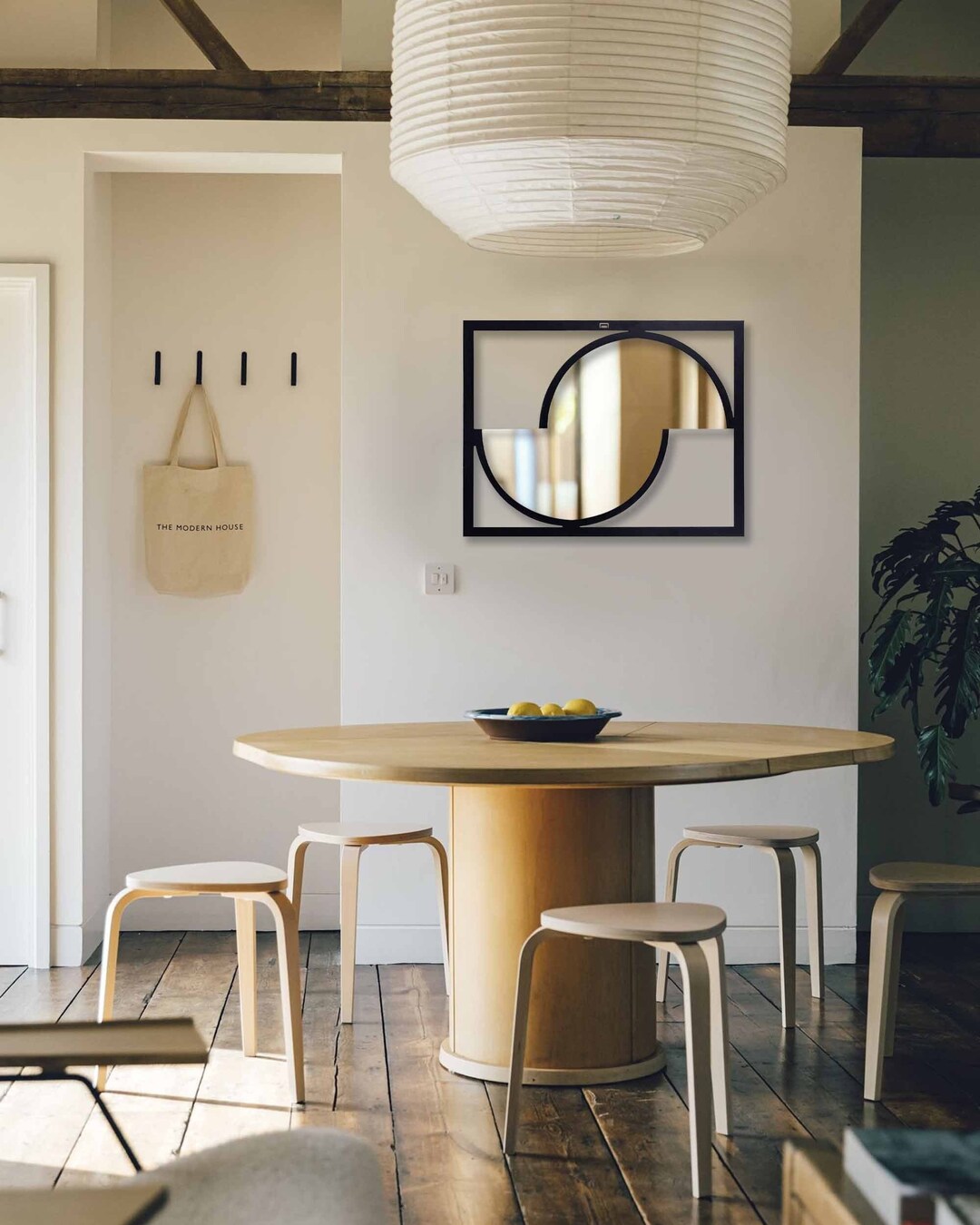 Modern Black Round Wall Mirror With Rack, Chic Decorative Round Black ...