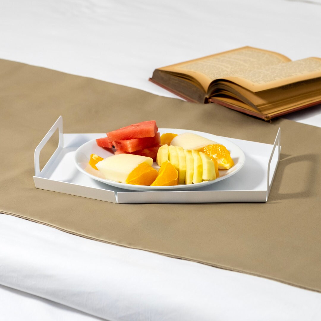 Sleek Contemporary Metal Serving Tray With Handles, Modern Serving Tray ...