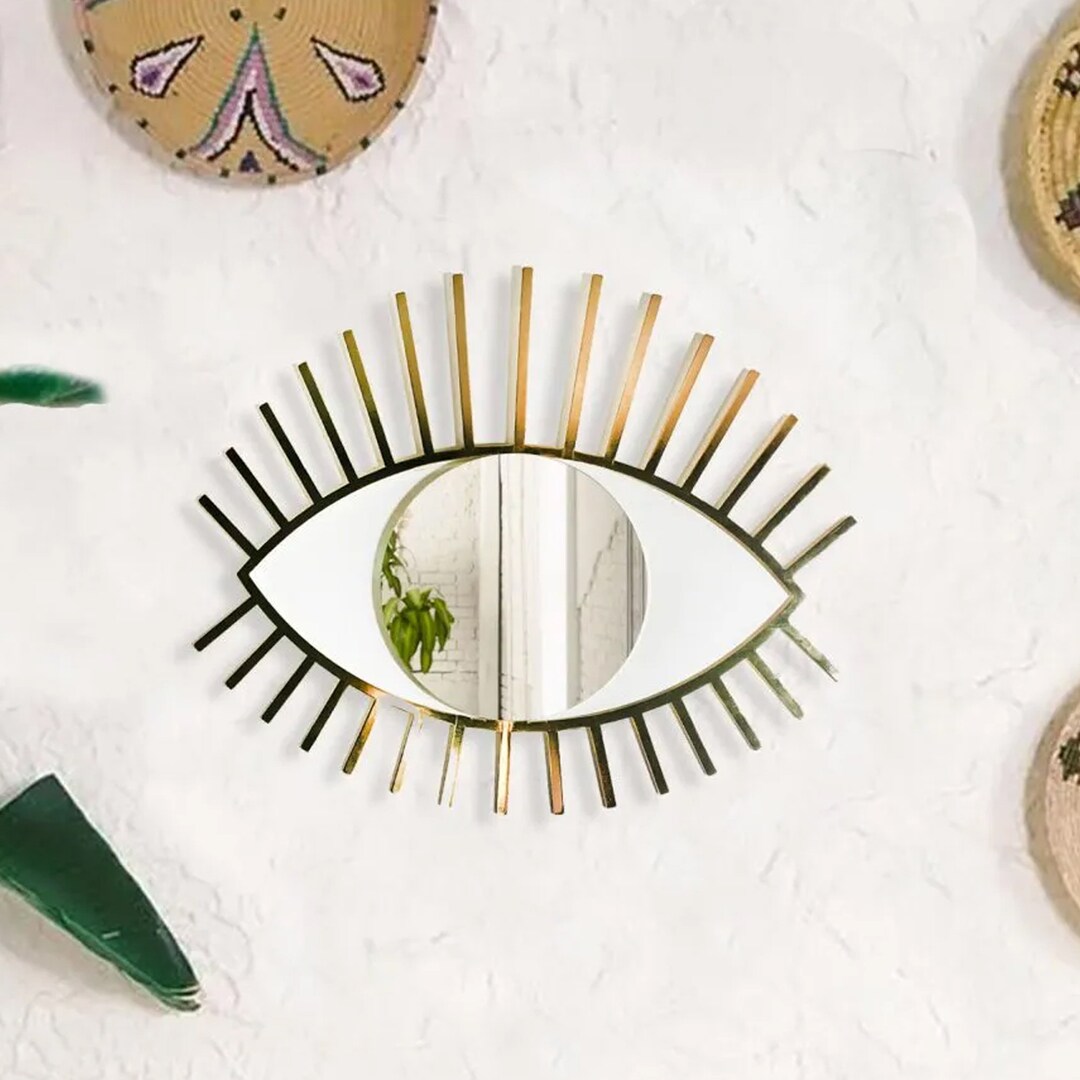 Boho Style Gold Eye Mirror, Modern Metal Wall Mirror, Elegant Home ...
