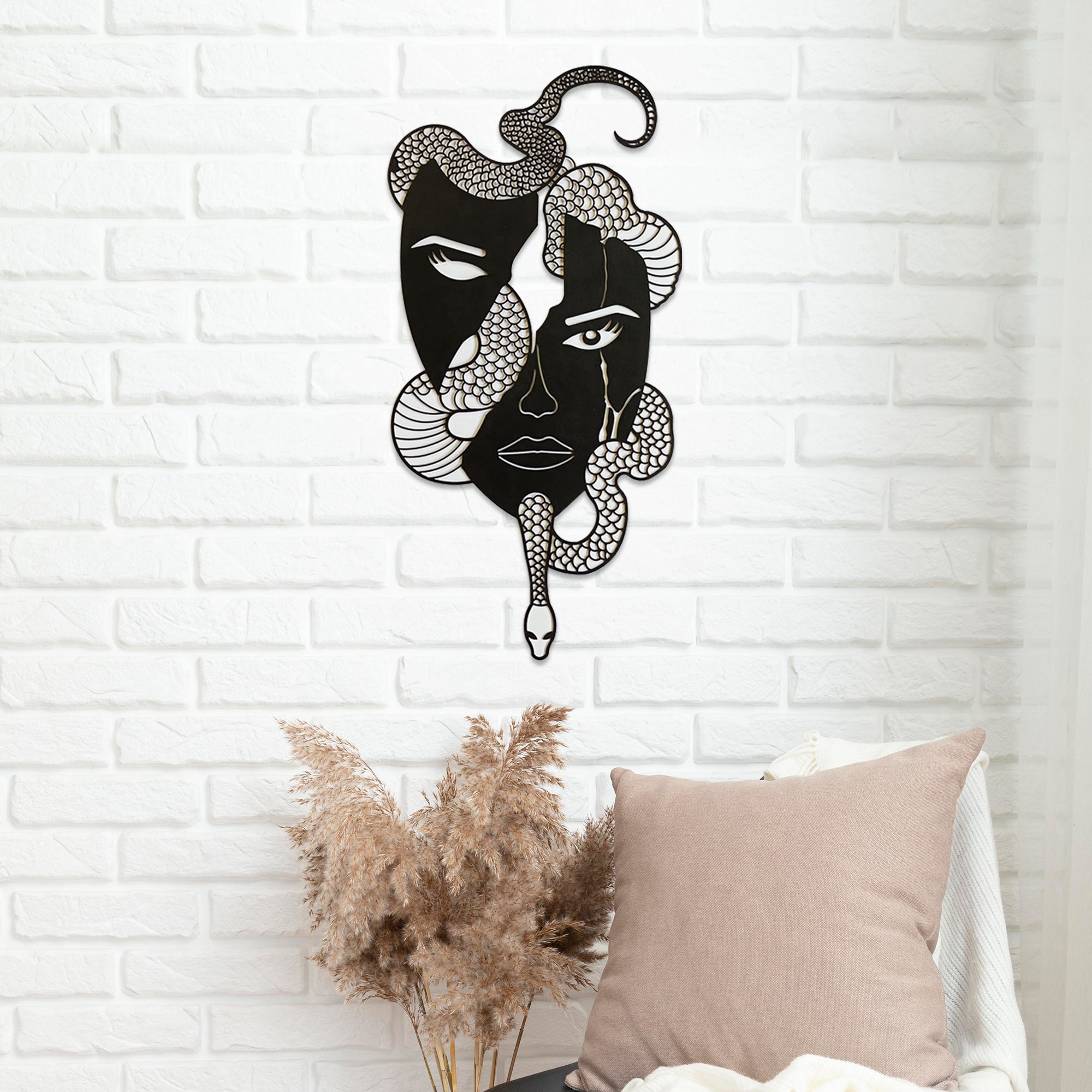 Medusa Mythology Metal Wall Hanging, Snake Goddess Metal Wall Art ...