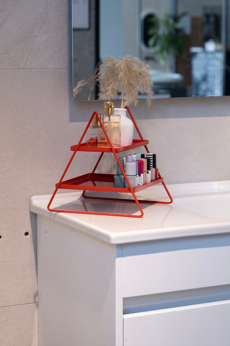 Red Metal Organizer for Bathroom & Bedroom Shelves, Multi-purpose 2 ...