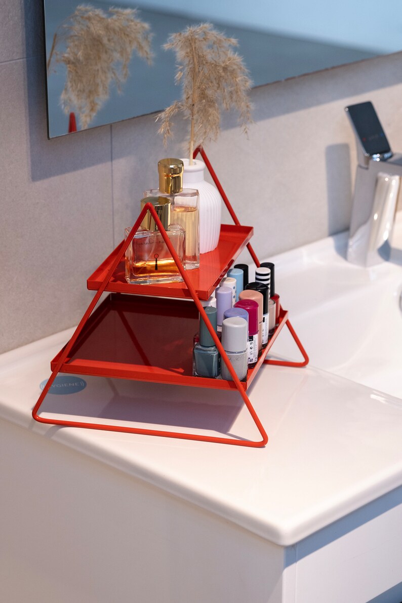 Red Metal Organizer for Bathroom & Bedroom Shelves, Multi-purpose 2 ...