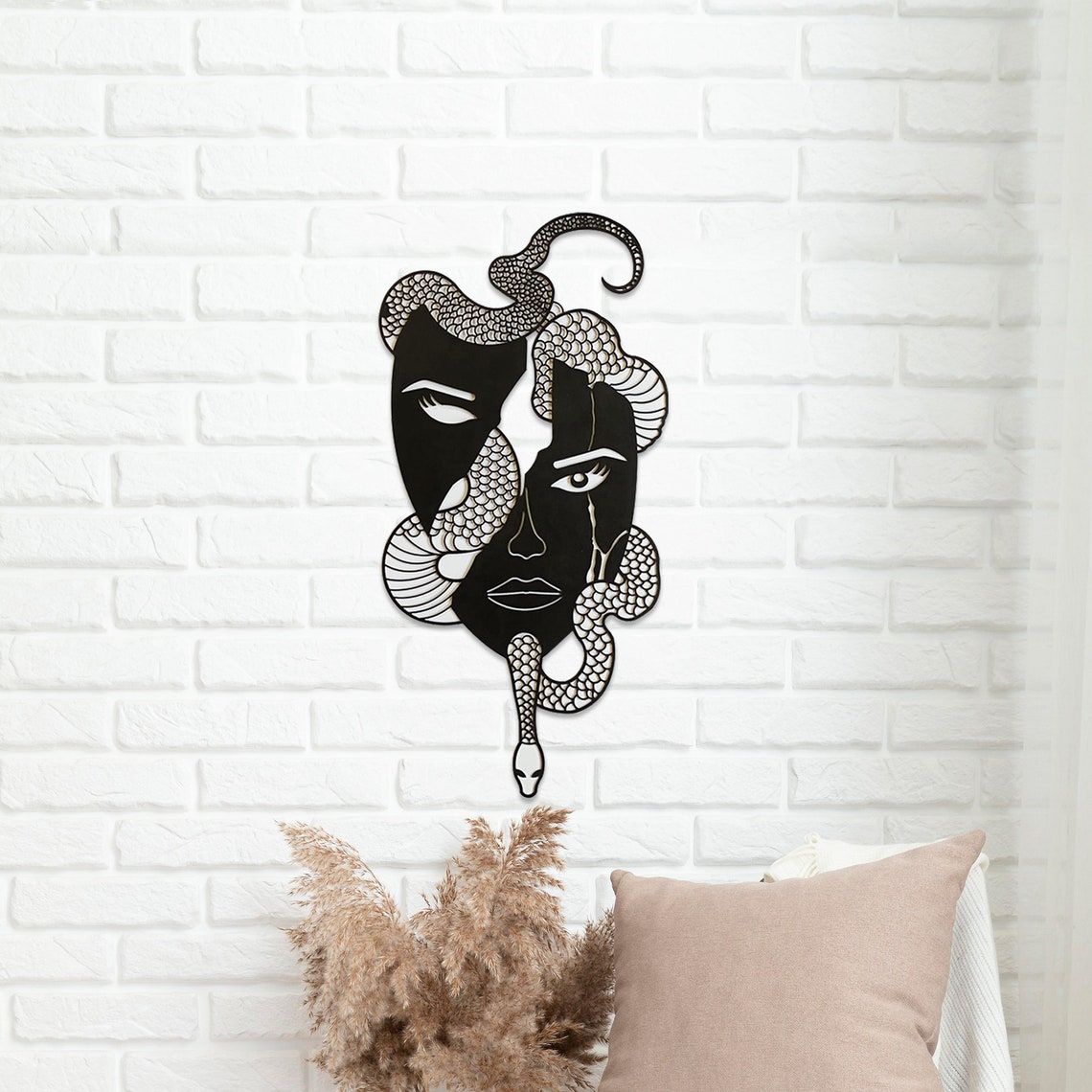 Medusa Mythology Metal Wall Hanging, Snake Goddess Metal Wall Art ...
