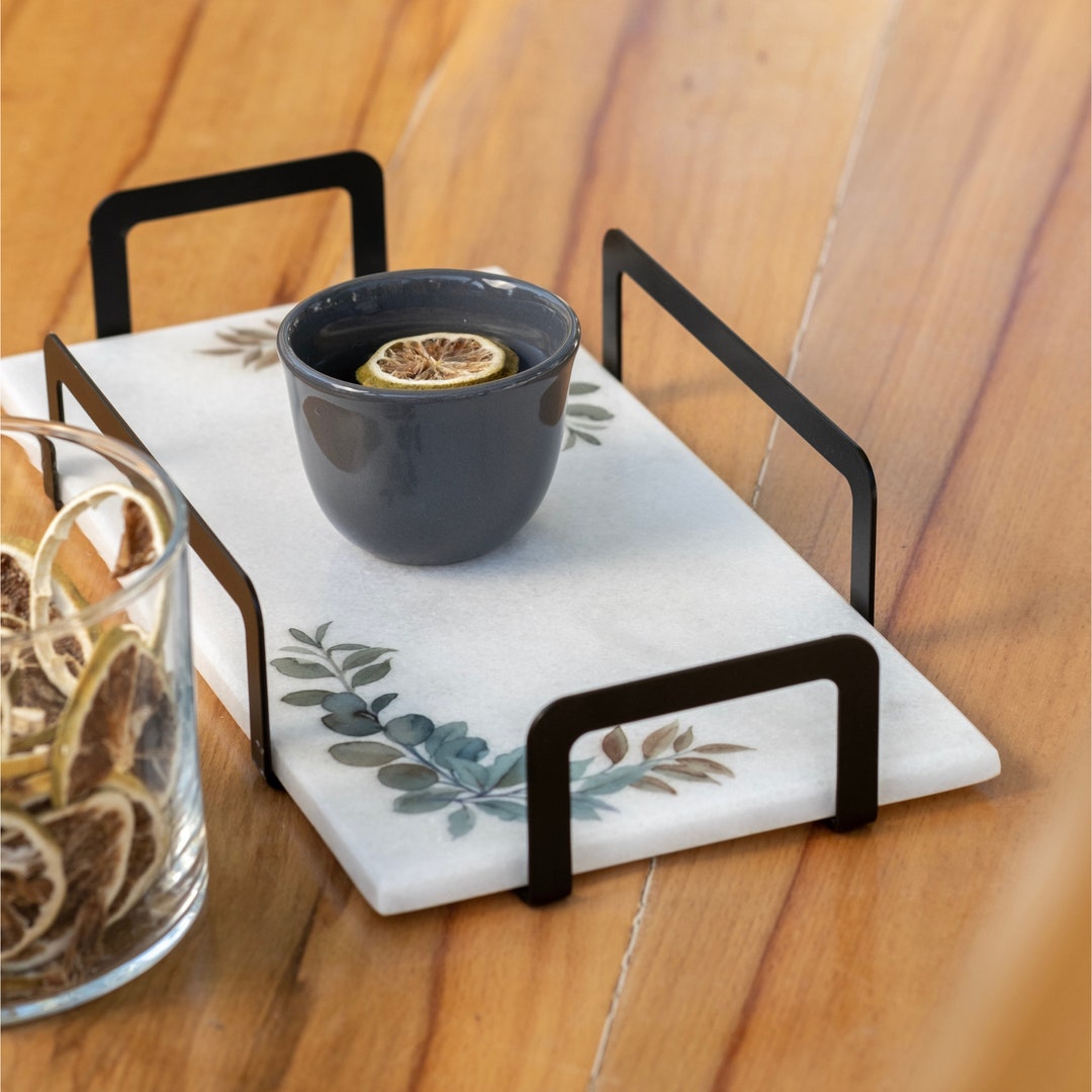 Metal Serving Tray With Handles, Minimalist and Modern Tray, Elegant ...