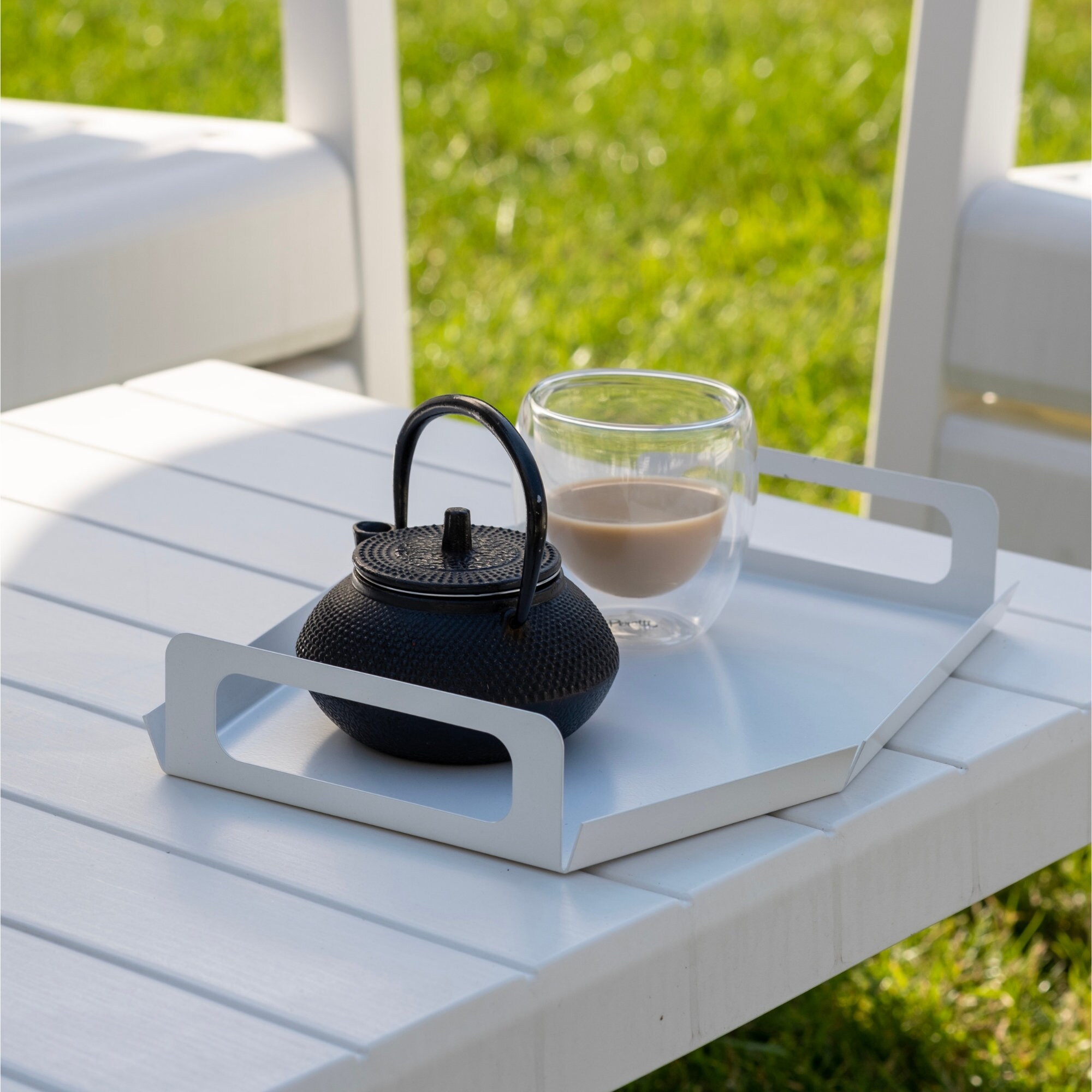 Sleek Contemporary Metal Serving Tray With Handles, Modern Serving Tray ...