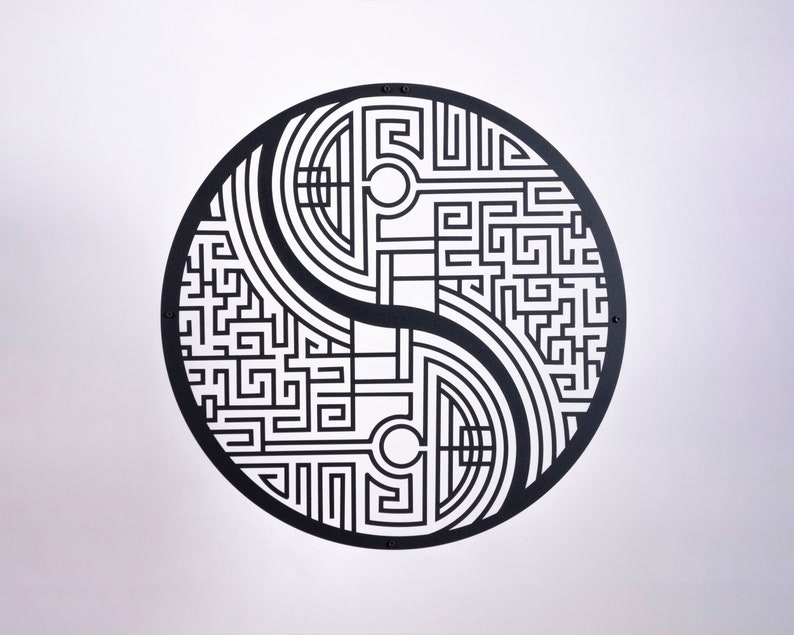 Ying Yang Metal Wall Art Line Art Wall Decor Living Room - Etsy