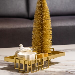 Elegant Gold Tray With Geometric Base, Chic Gold Organizer Tray for ...