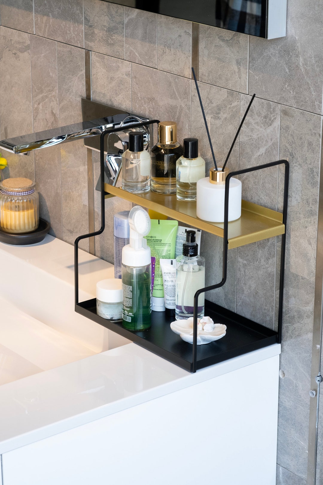 Modern 2-tier Metal Shelf, Elegant Storage Solution for Bedroom ...