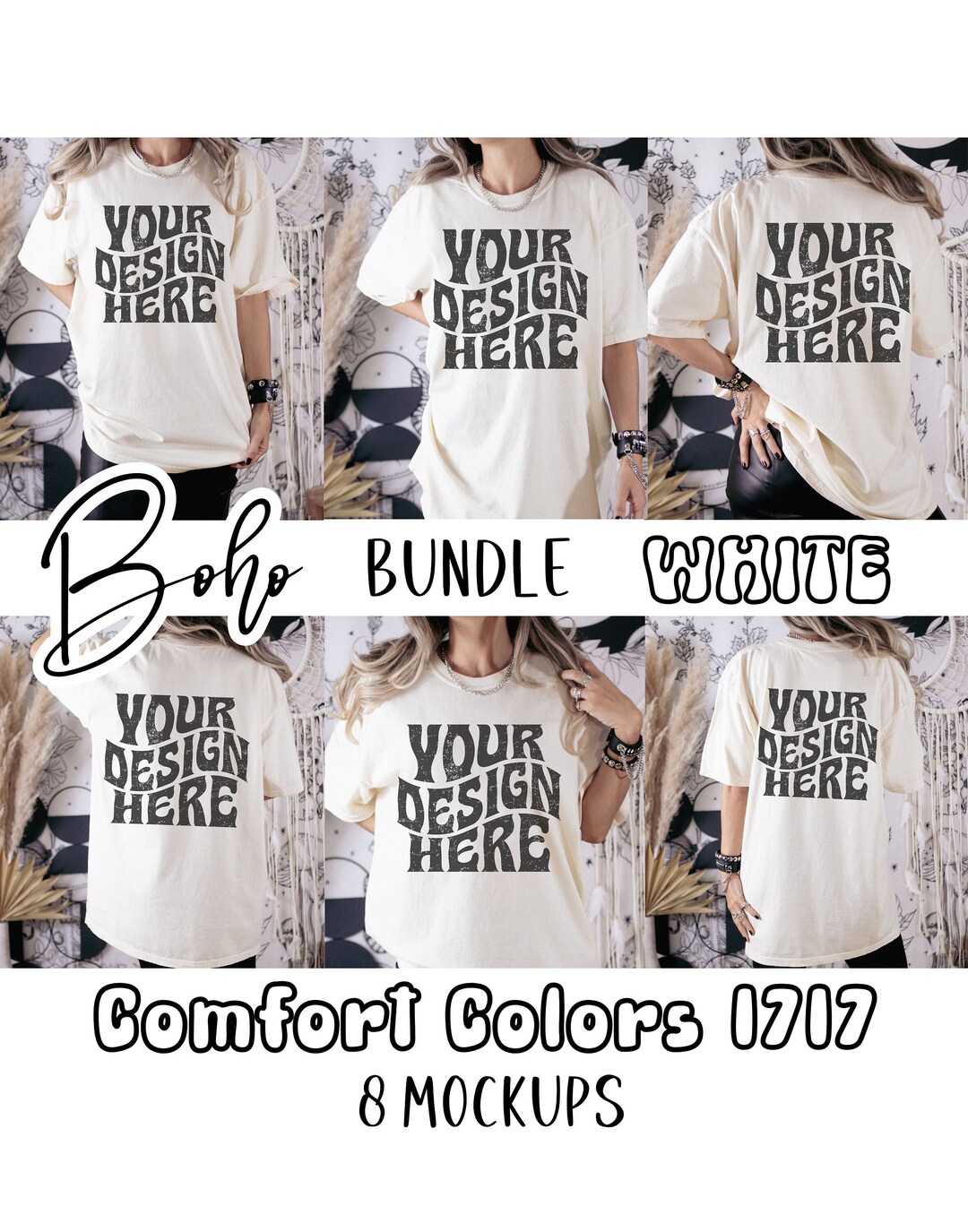 White Comfort Color Mockup Bundle Front Back Shirt Mockup C1717 ...