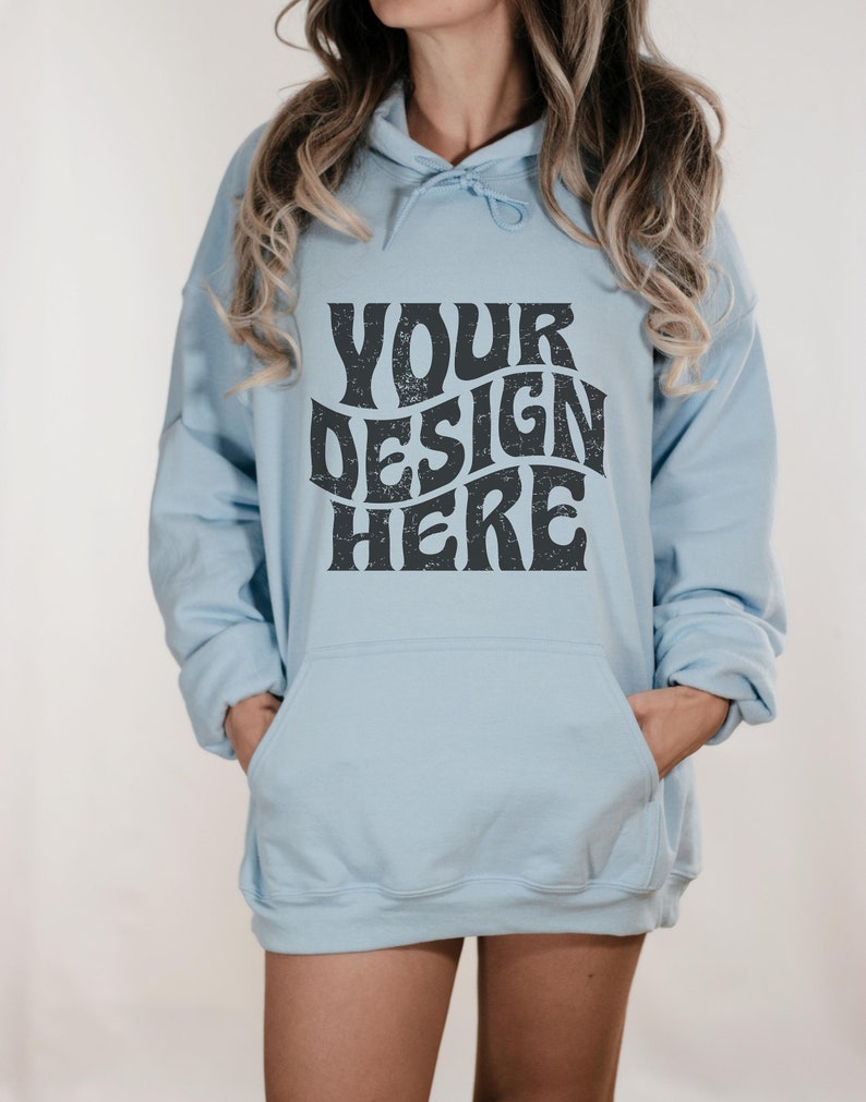 Light Blue Hoodie Mockup Bundle Front Back Gildan 18500 Blue Mockup ...